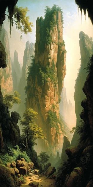 Premium AI Image Painting Of A Mountain Scene With Stream Water And