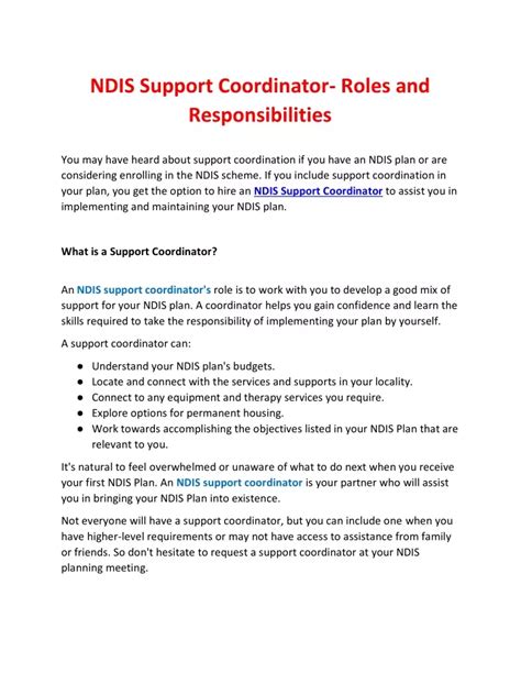 Ppt Ndis Support Coordinator Roles And Responsibilities Powerpoint Presentation Id 11469872