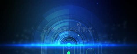 Abstract Modern Science And Technology Futuristic Dark Blue Background Handmade Vector Stock