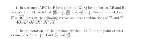 Solved In A Triangle ABC Let P Be A Point On BC Q Be A Chegg