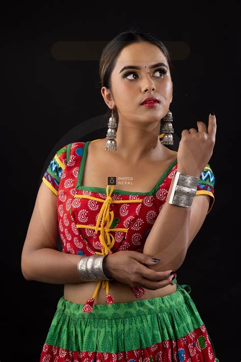 Tharu Girl Showcasing Shy Smile In Cultural Attire Photos Nepal