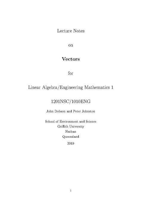 notes vectors lecture notes on vectors for linear algebra engineering