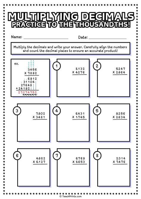 Free Multiplying Decimals Worksheets Teach Prints