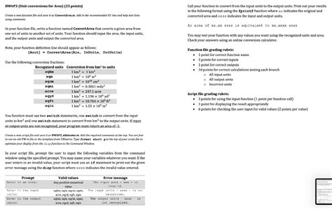 Solved HW6P3 Unit Conversions For Area 25 Points Call Chegg Com