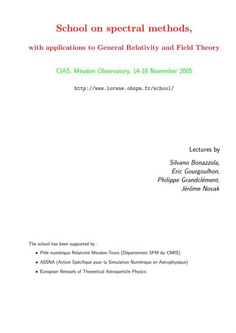 Pdf School On Spectral Methods Dokumen Tips