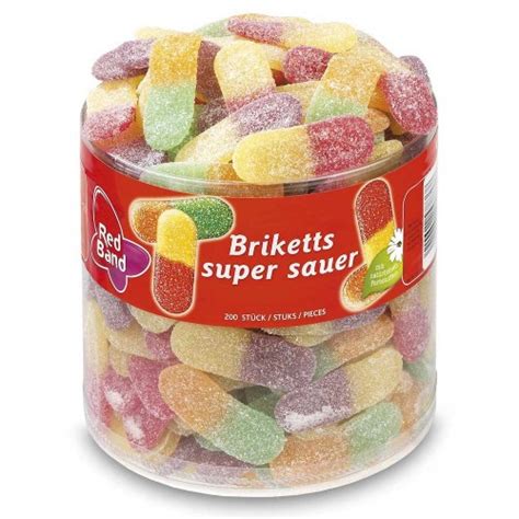Red Band Super Sour Briquettes 200 Piece Tub Planet Candy