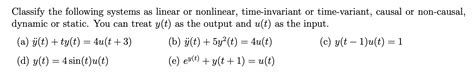 Solved Classify The Following Systems As Linear Or