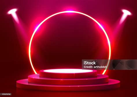 스포트라이트와 조명 추상 라운드 연단 시상식 컨셉 무대 배경 0명에 대한 스톡 벡터 아트 및 기타 이미지 0명 3차원 형태 Championship Istock