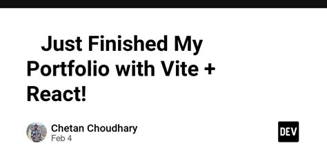 🚀 Just Finished My Portfolio With Vite React Dev Community