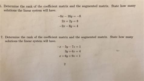 Solved Question Asks To Determine Rank Of Both Coefficient Chegg Com