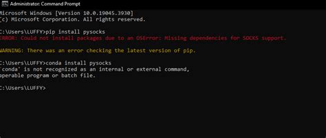 Python ERROR Could Not Install Packages Due To An OSError Missing Dependencies For SOCKS