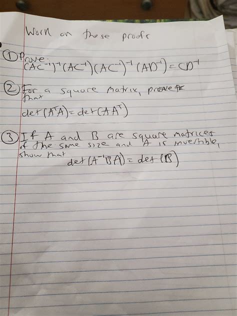 Solved Linear Algebra Work On These Proofs If Possible Chegg Com