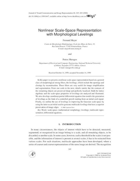pdf nonlinear scale space representation with morphological