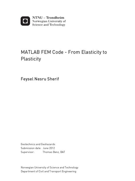 Matlab Fem Code From Elasticity To Plasticity Pdf Finite Element
