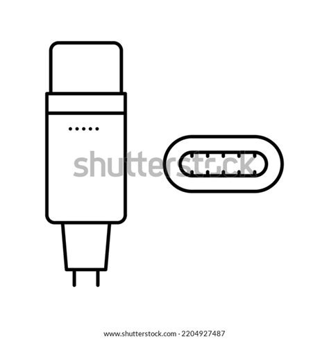 Usb Type C Line Icon Vector Stock Vector Royalty Free 2204927487 Shutterstock