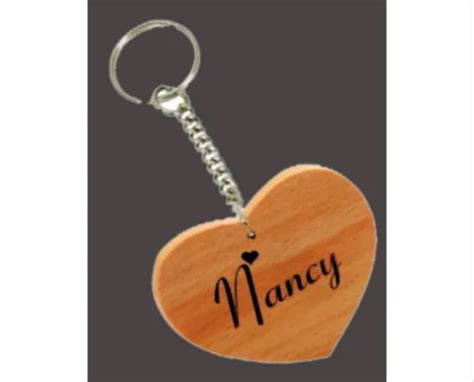 heart shaper name printed wooden keychains size 2x1 inch lxw at rs 99