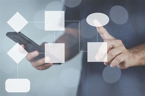 워크 플로우 프로젝트 관리 개념 남자의 손 포인팅 프로세스 및 워크 플로우 자동화 순서도 개념에 대한 스톡 사진 및 기타 이미지 개념 개발 개선 Istock