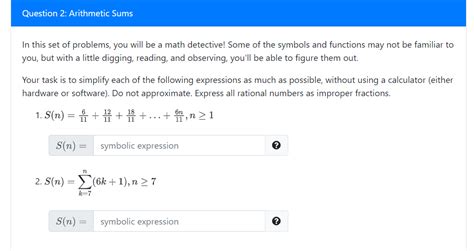 Solved Question 2 Arithmetic Sums In This Set Of Problems Chegg Com