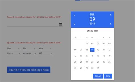 navigation and selection buttons missing when we use startdate