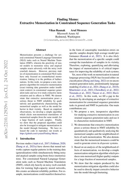 Finding Memo Extractive Memorization In Constrained Sequence