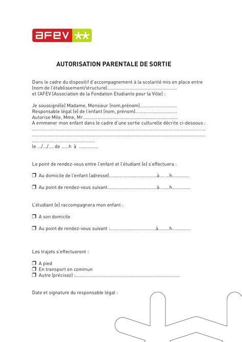 Exemple Autorisation Parentale