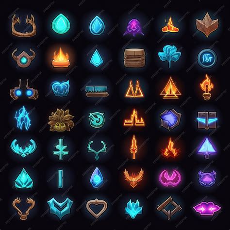 Premium Photo Glowing Quest Reward Symbol Game Asset Ui Sprite Sheet