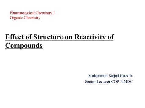 Effect Of Structure On Reactivity Of Compounds Pdf