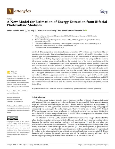 Bifacial PV Energy Extraction Model