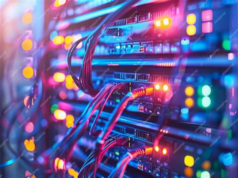 Network Cables Connected To Server Racks In A Data Center Premium Ai Generated Image