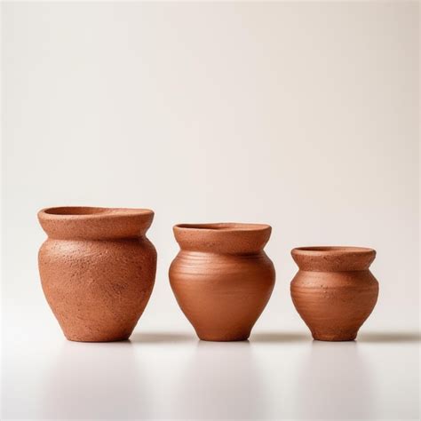 Premium AI Image The Artistic Trio A Fascinating Display Of Clay Pots In Various Sizes And