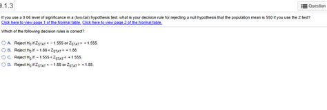 Solved Question If You Use A 0 06 Level Of Significance In A