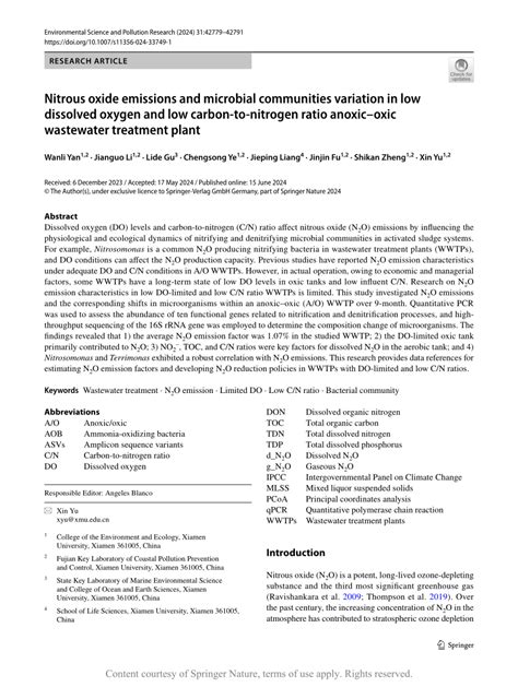 Nitrous Oxide Emissions And Microbial Communities Variation In Low Dissolved Oxygen And Low