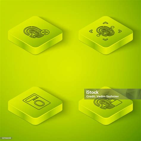 잠금 및 거부 지문 아이콘이 있는 등각 성 지문을 설정합니다 벡터 3차원 형태에 대한 스톡 벡터 아트 및 기타 이미지 3차원 형태 개성 개념 거절 Istock
