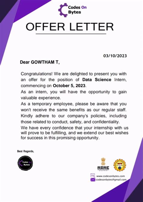 Gowthama T On Linkedin Datascience Datascienceintern Codesonbytes