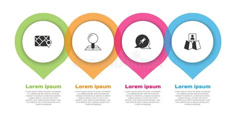 Set Gps Device With Map Folded Location Marker Push Pin And Business Infographic Template