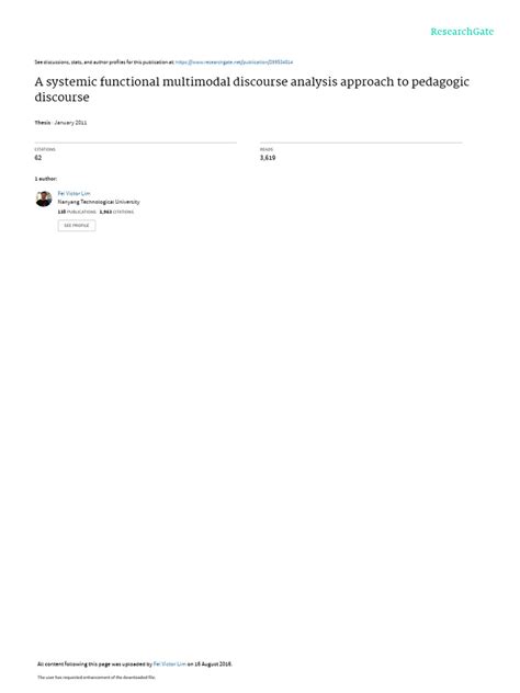A Systemic Functional Multimodal Discourse Analysis Approach To Pedagogic Discourse Pdf