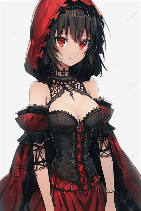 빨간색과 검은색 중세 옷을 입고 카메라를 바라보는 애니메이션 소녀 만화 귀엽다 여자 Png 일러스트 및 이미지 에 대한 무료 다운로드 Pngtree