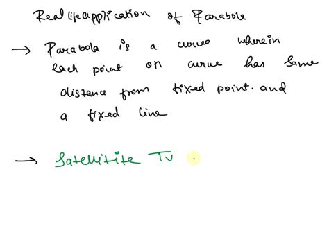 Solved Give A Real Life Application Of A Parabola With Computations