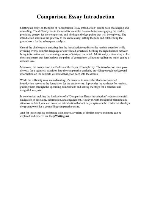 comparison essay introduction lorenzo walker technical college pdf