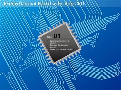 1 Printed Circuit Board Pcb With Chip Cpu In The Middle And Copper