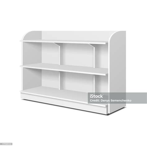 소매 선반 거래 랙 빈 빈 쇼케이스 디스플레이 모의 최대 템플릿 흰색 배경에 격리된 그림입니다 설계 준비 완료 제품 광고 벡터 Eps10 3차원 형태에 대한 스톡 벡터 아트