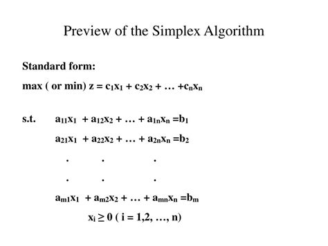 Simplex Algorithm Simplex Method Of Solving Linear Programming