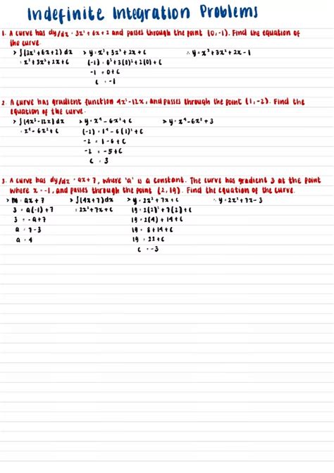 Indefinite Integration Problems Exam Sample Questions Mathematics