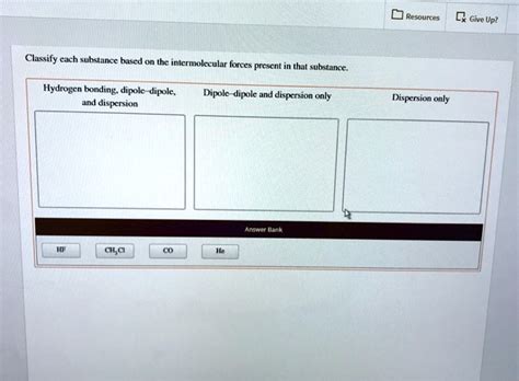 classify each substance based on the intermolecular forces present in