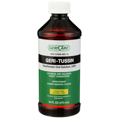 Geritussin Guaifenesin Oral Syrup 100 Mg 5 Ml Cold And Cough Relief L