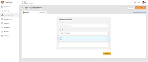 How To Create Tags In Automation Flow NestSend Help Center