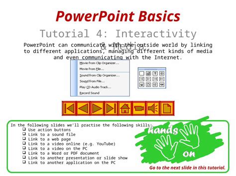 ppt powerpoint basics tutorial 4 interactivity and media powerpoint