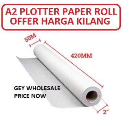A2 PLOTTER PAPER ROLL 420MM X 50M X 2 Big Stationery