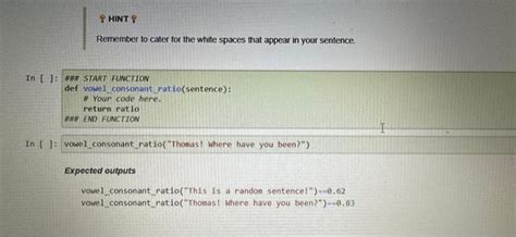 Solved Write A Function That Computes The Ratio Of Vowels Chegg Com