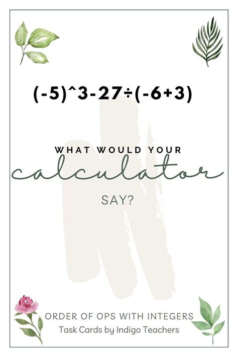 Integers Operations What Would Your Calculator Say Activity Integer Operations